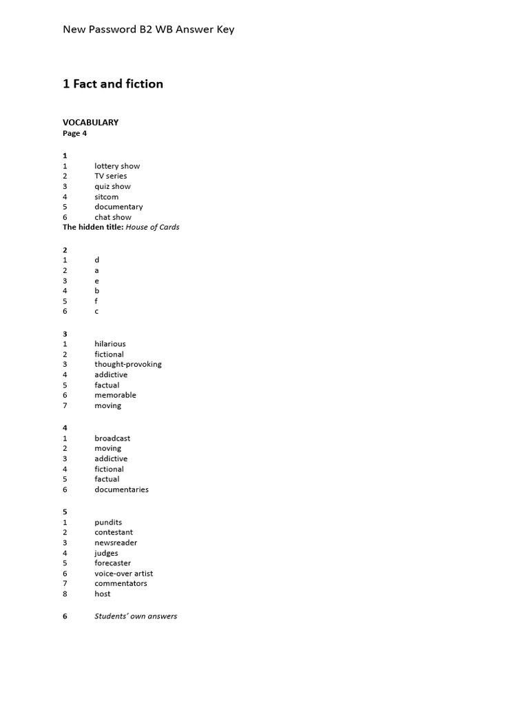 New Password B2 WB Answer Key | PDF
