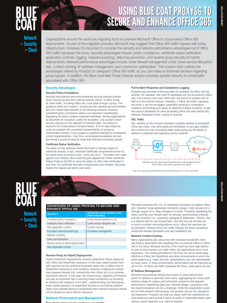 Bcs SB ProxySG Office365 EN v2c | PDF | Proxy Server | Computer Security