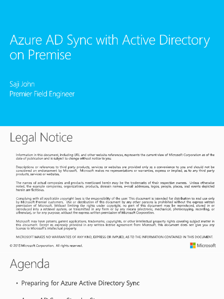 Azure AD Sync With Active Directory On Premise | PDF