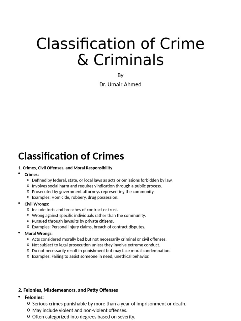 classification of crime and criminals | PDF