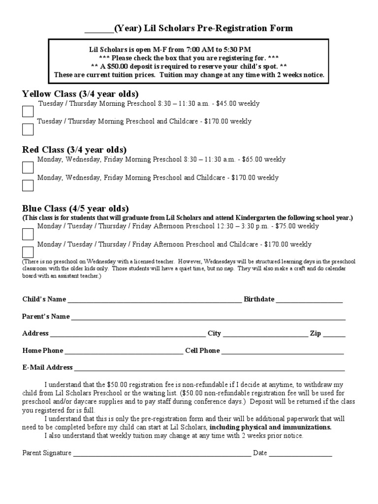 Pre Registration Form | PDF