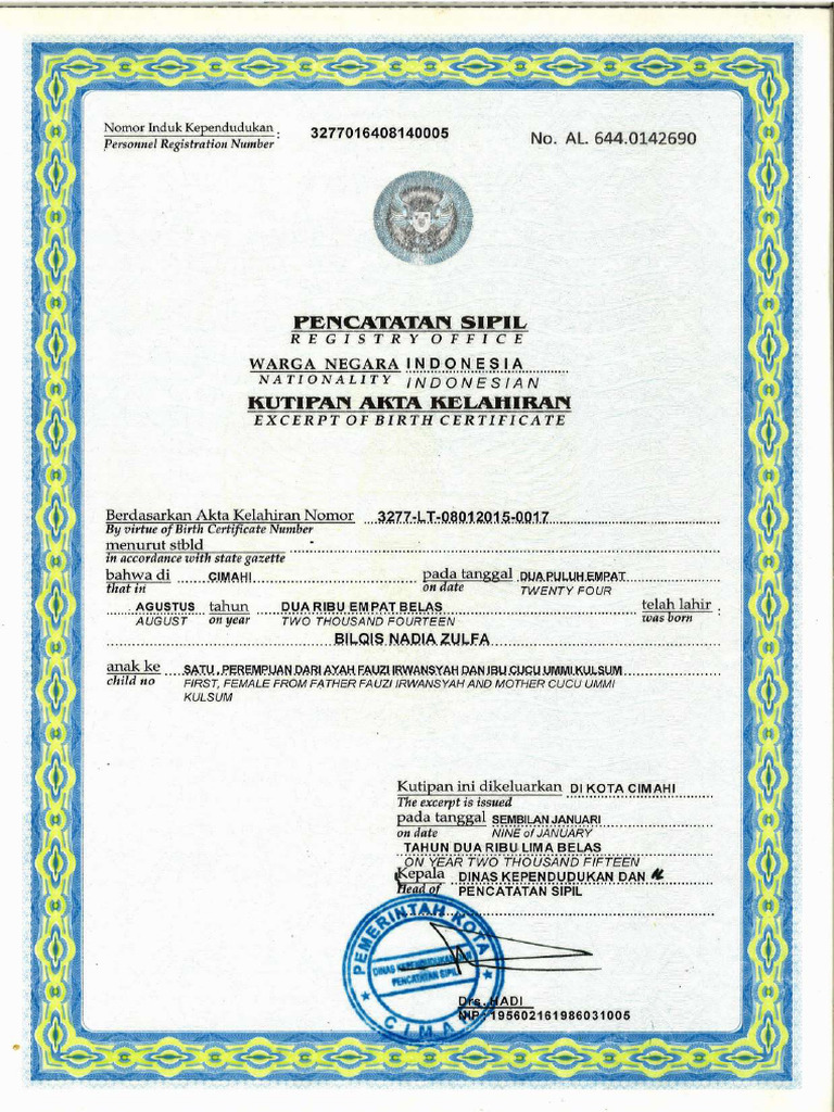 Akte Lahir Fauzi | PDF