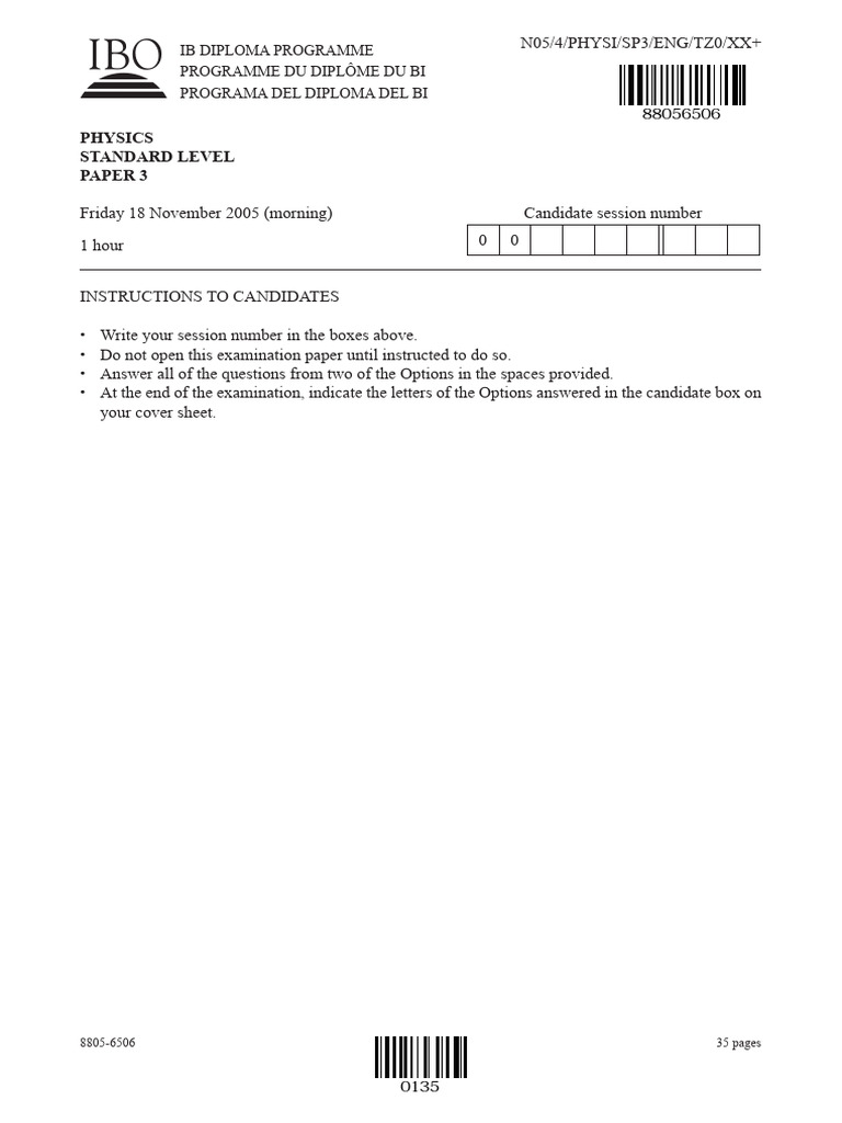 Physics SL Paper 3 | PDF