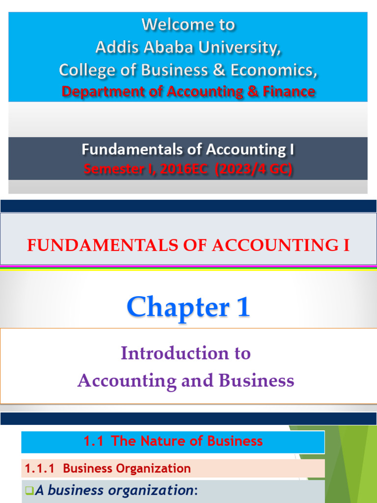 Chapter 1 - Introduction To Accounting and Business | PDF