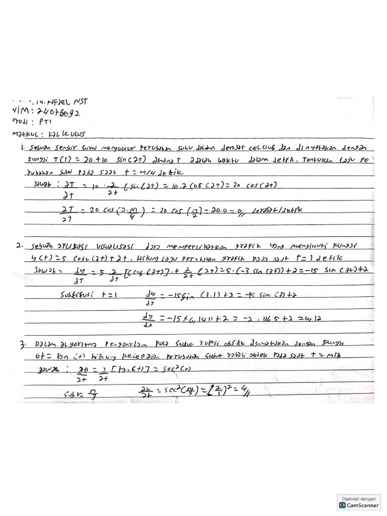 Tugas 5 Kalkulus - Muhammad Rafael Nasution - 24076092 | PDF