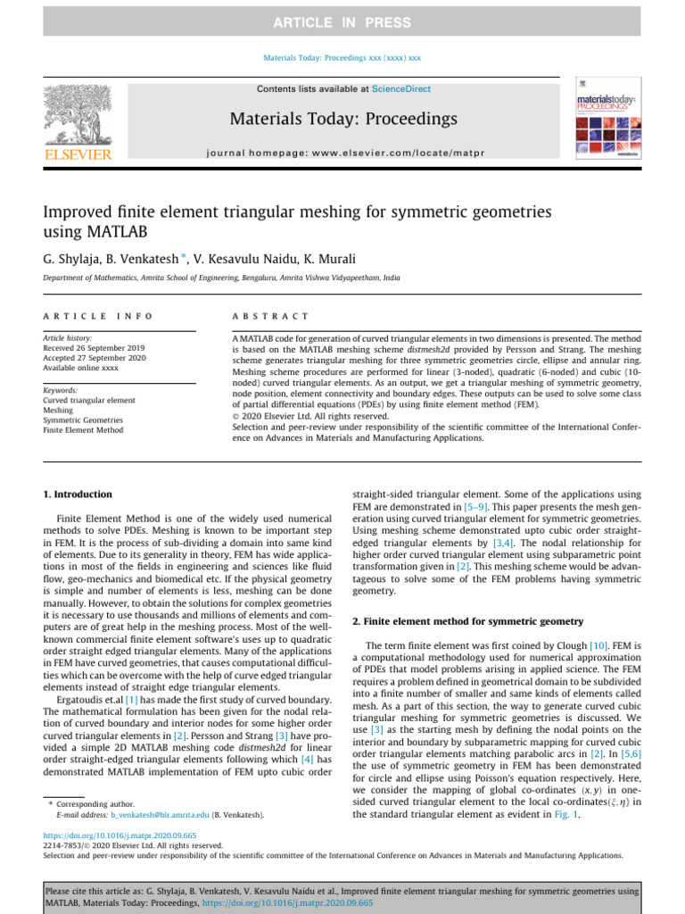Improved Finite Element Triangular Meshing For Symmetric Geometries Using MATLAB | PDF