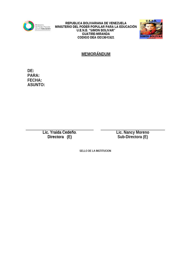 formato de memorandum | PDF