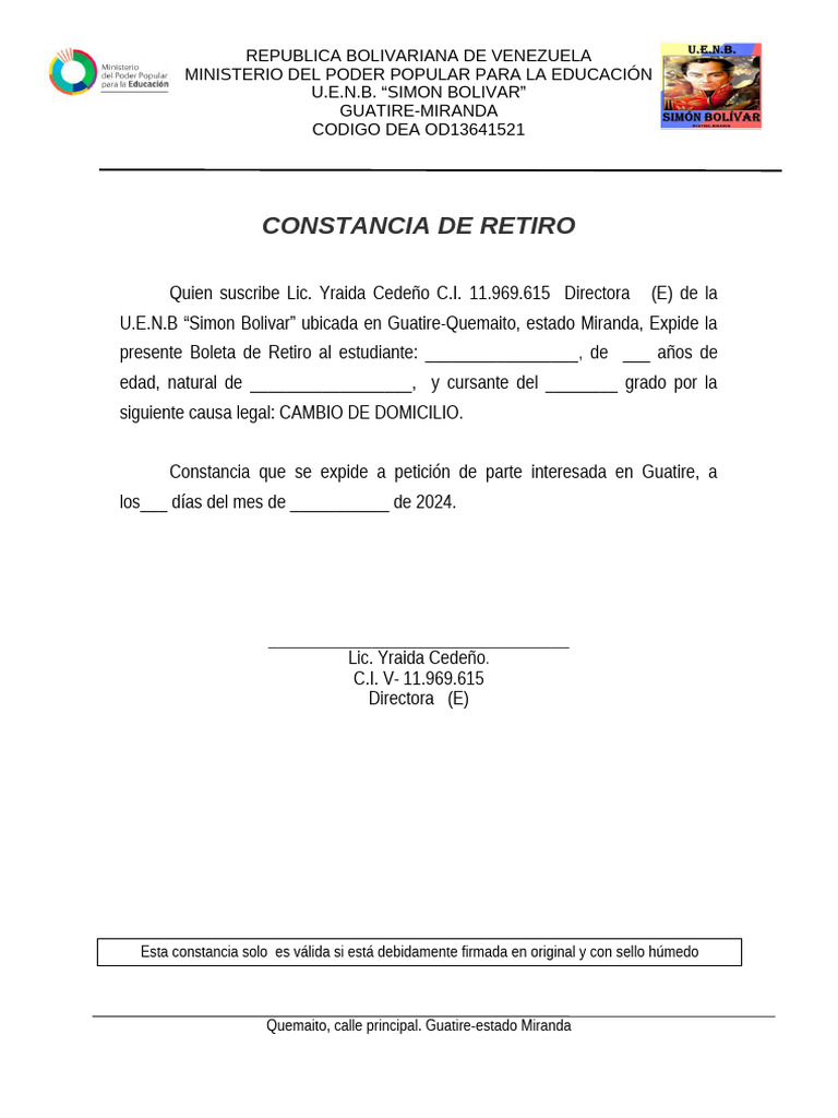 Constancia Retiro | PDF