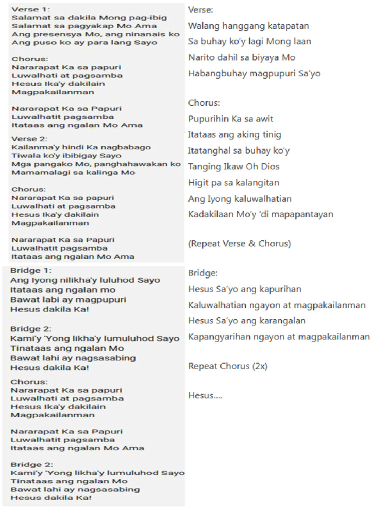 Lyrics Line Up Sep. 1 2024 | PDF