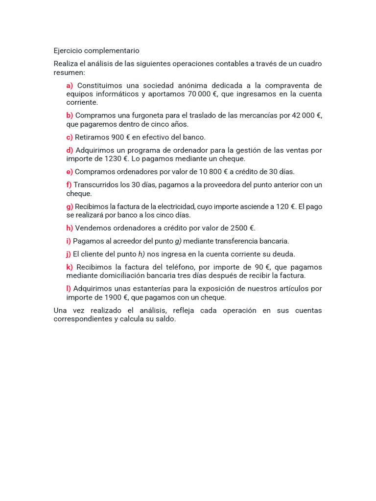 Ejercicio complementario | PDF