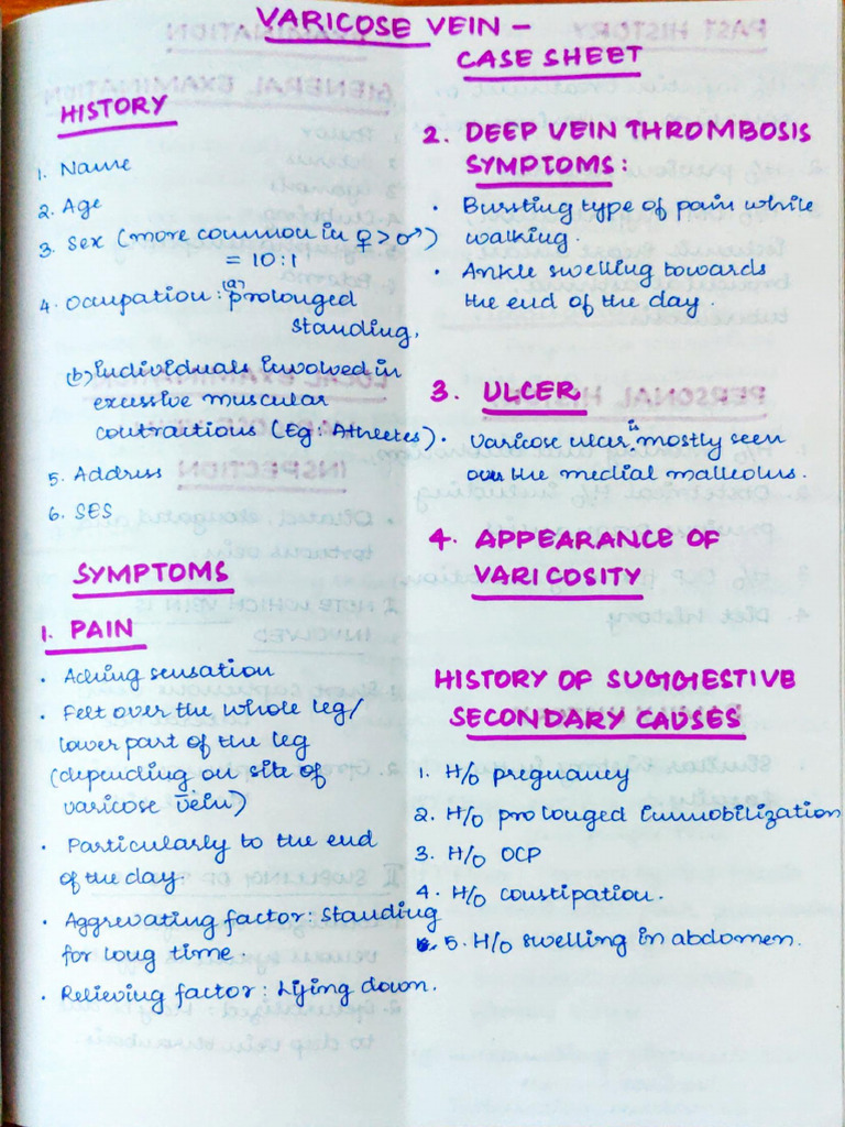 Varicose Vein - Surgery Case Sheet - 1 | PDF
