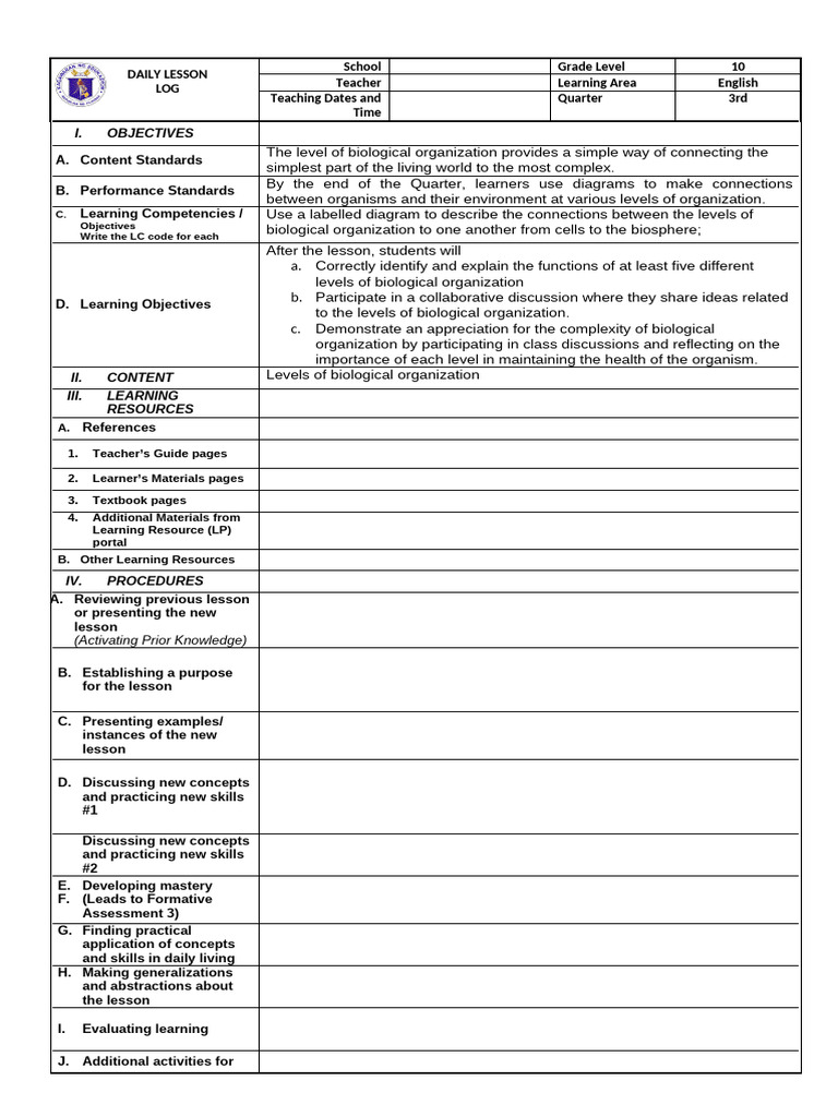 My DLL Template For Demo | PDF