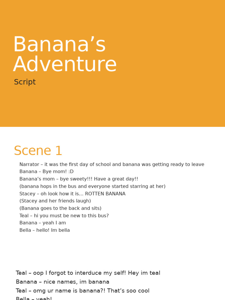 Banana’s Adventure Script | PDF