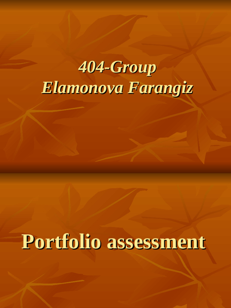 Portfolio Assessment | PDF