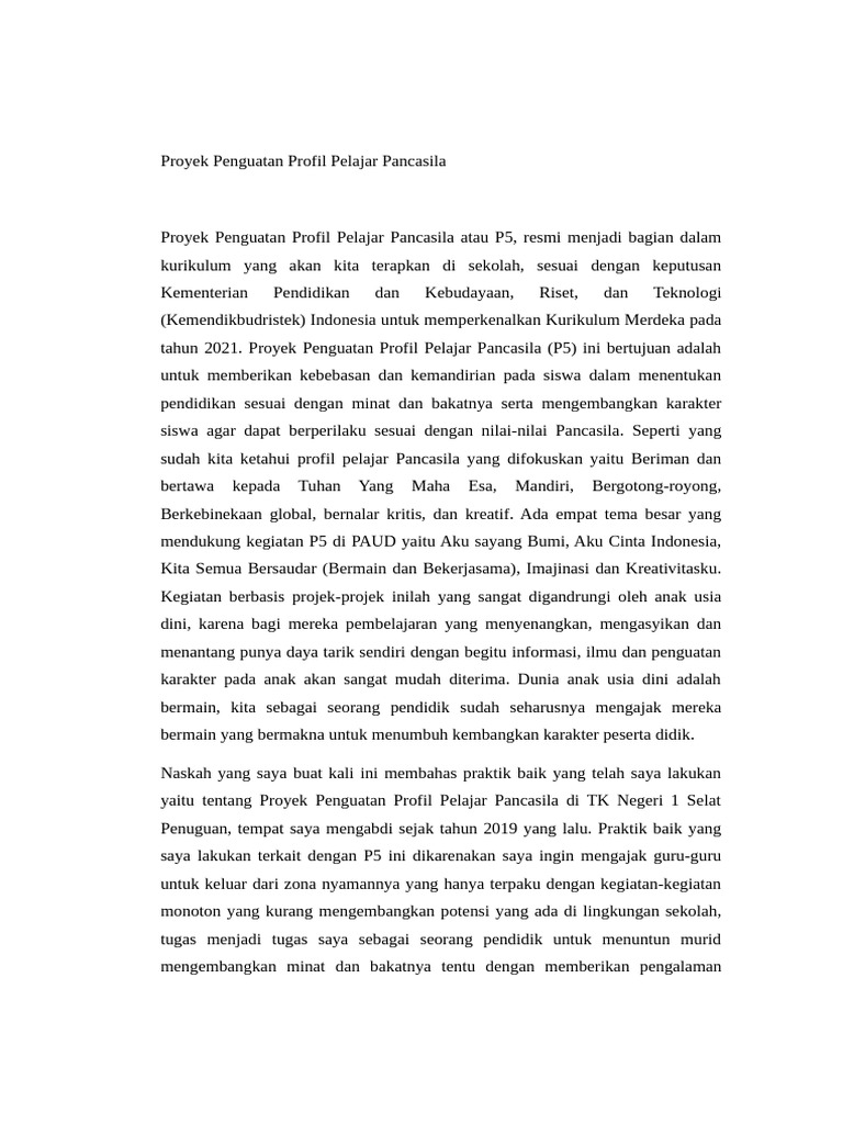 Proyek Penguatan Profil Pelajar Pancasila | PDF