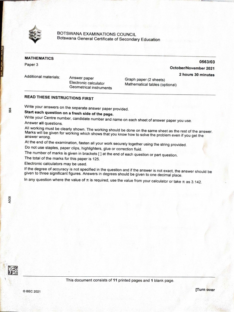 Bgcse PP3 2021 | PDF