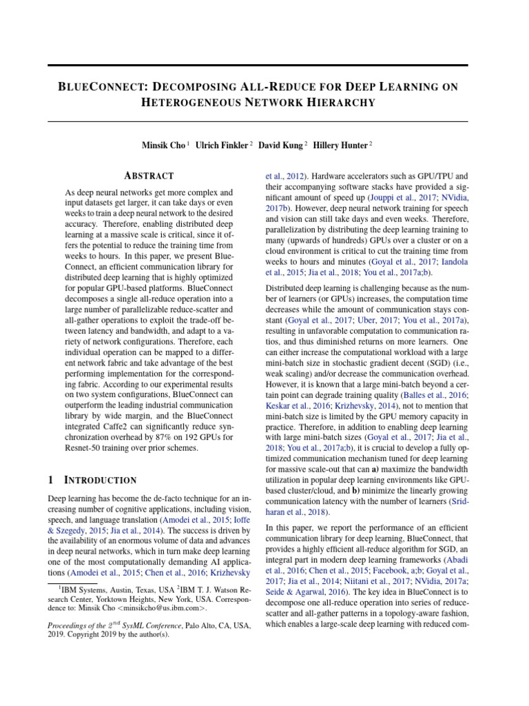 Blueconnect Decomposing All-Reduce For Deep Learning On | PDF