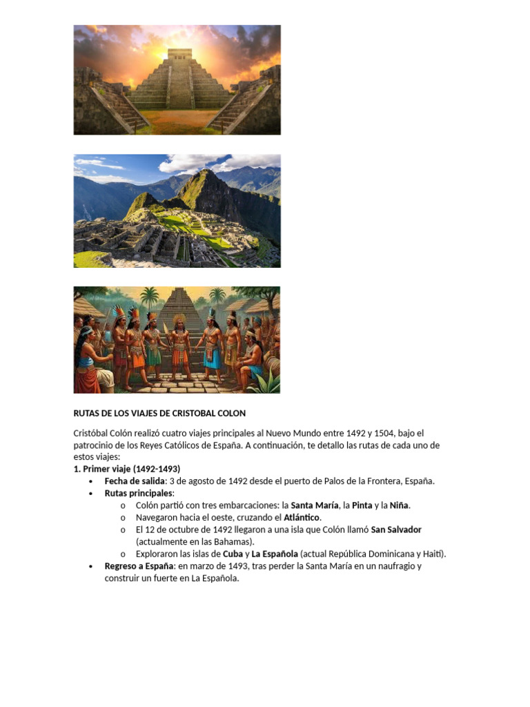Rutas de Los Viajes de Cristobal Colon | PDF