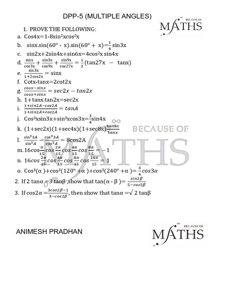 DPP 5 Multiple Angles | PDF