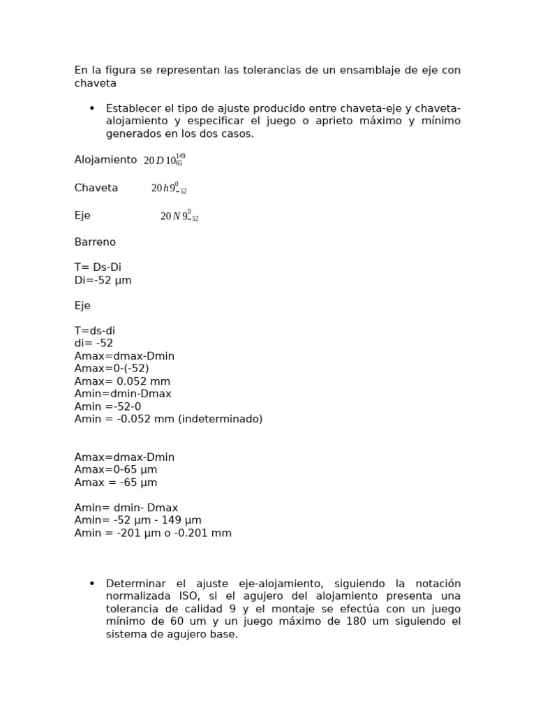 En La Figura Se Representan Las Tolerancias de Un Ensamblaje de Eje Con ...