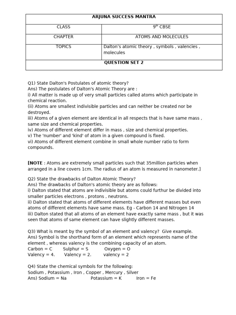 Set 2 | PDF | Atoms | Teaching Methods & Materials Set 2 | PDF | Atoms | Teaching Methods & Materials