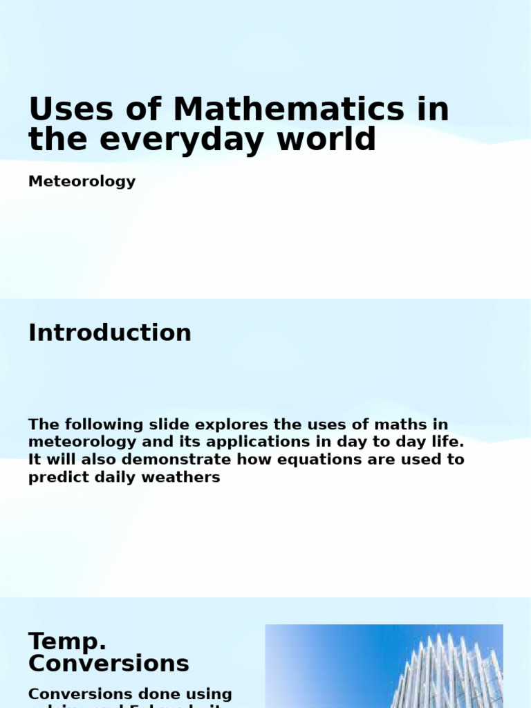 Uses of Mathematics in The Everyday World: Meteorology | PDF