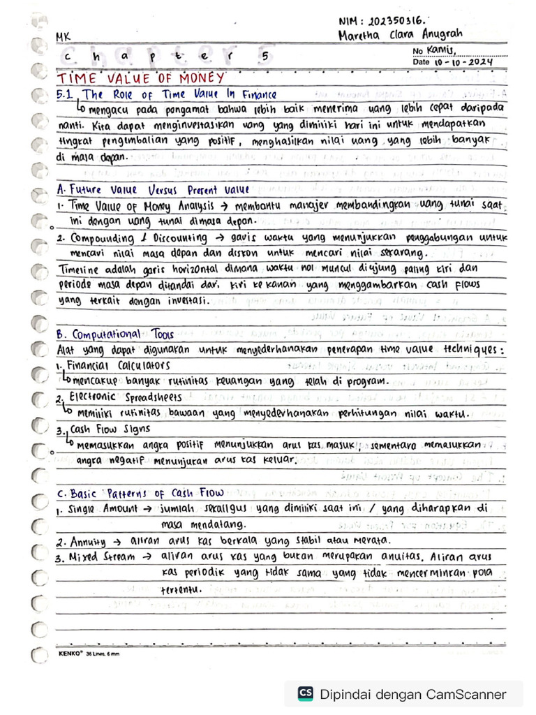 Tugas MK (Resume Chapter 5) - Maretha Clara Anugrah (202350316) | PDF