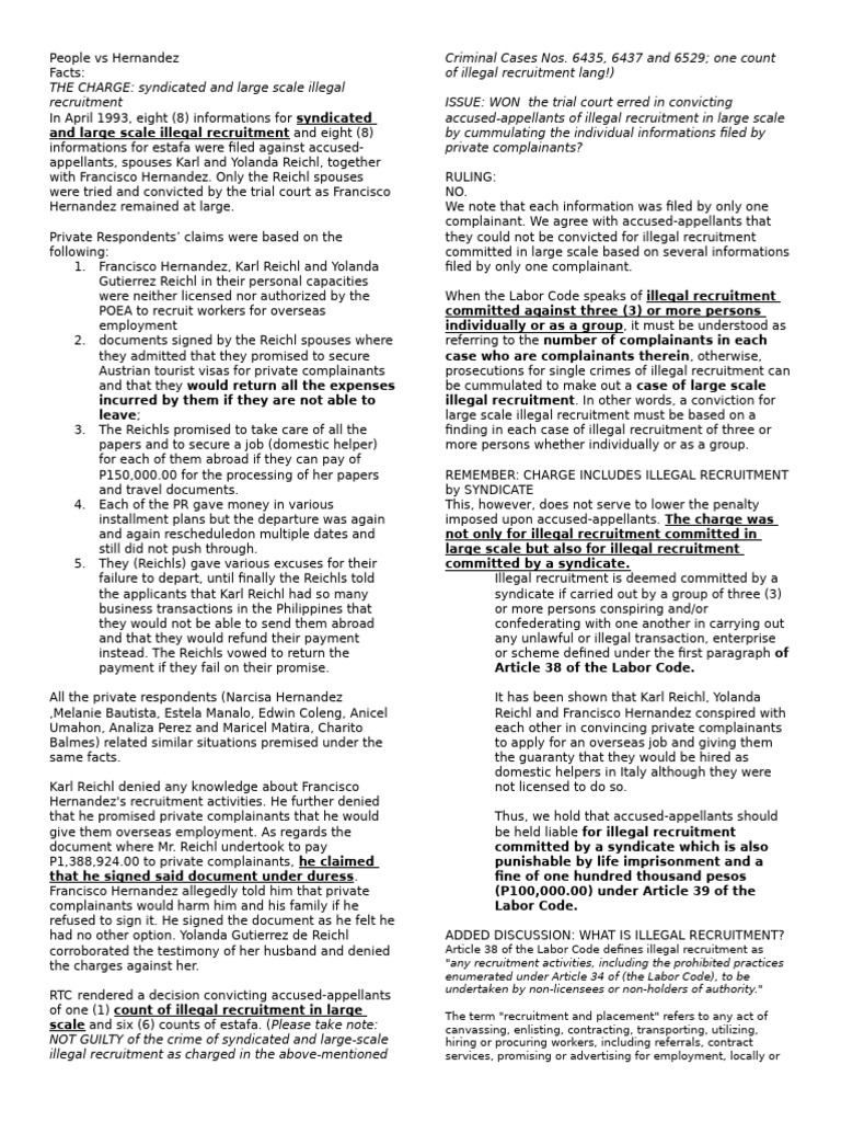 People Vs Hernandez DIGEST | PDF