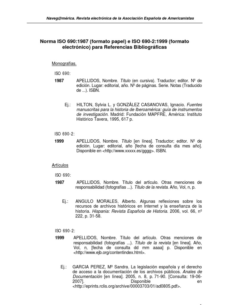 Normas ISO 690 para Citas Bibliográficas | PDF | Publicación ...