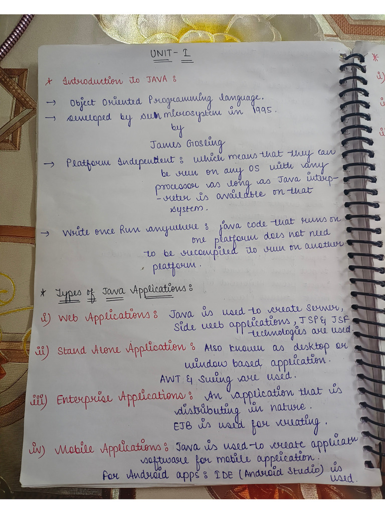 JAVA Unit 1 | PDF