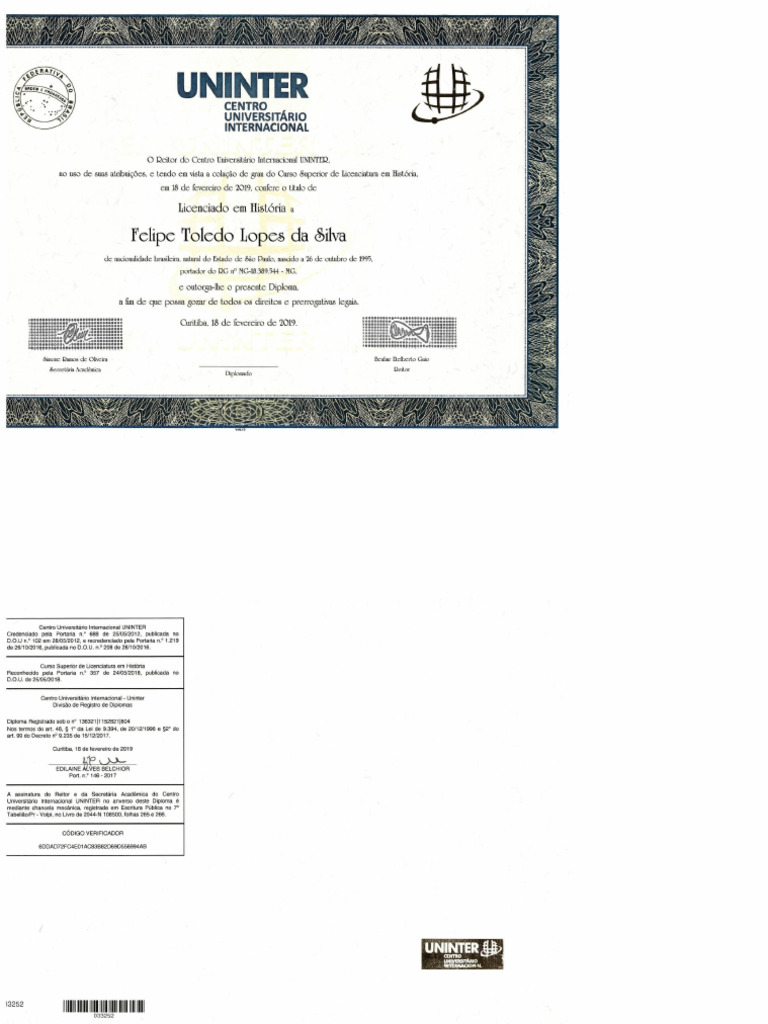 Diploma de Graduacao Uninter | PDF