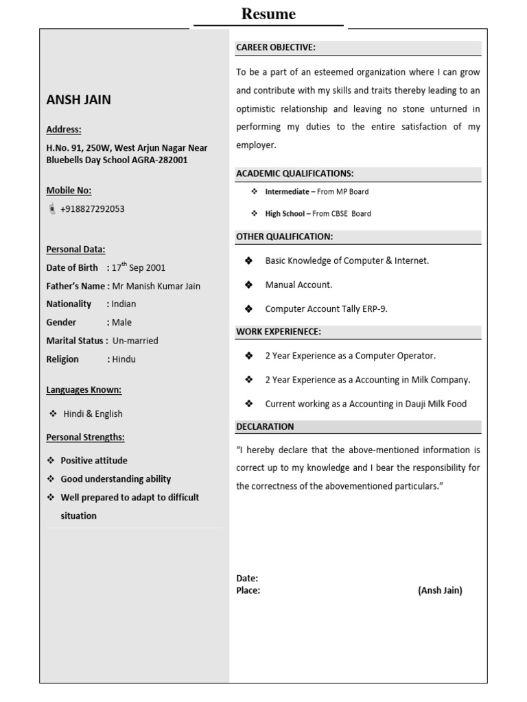 Ansh Jain: Intermediate | PDF