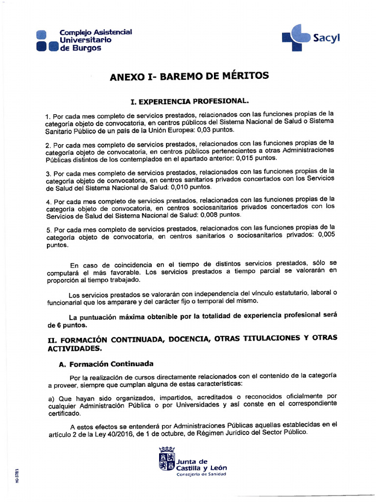 ANEXO I BAREMO MERITOS | PDF