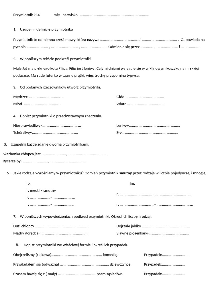 Przymiotnik KL 4 | PDF