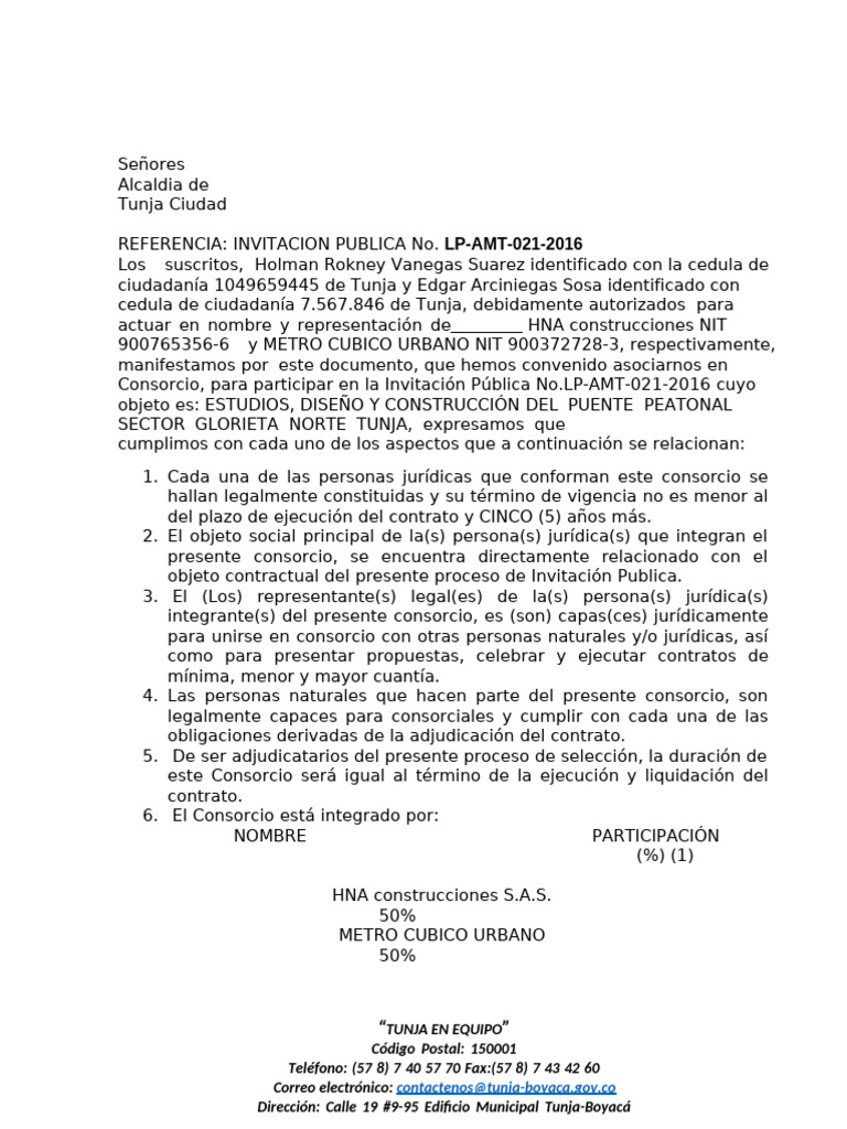 documento conformacion del consorcio | PDF