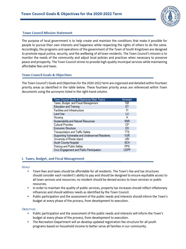 Goals and Objectives 2020-2022 - 202107191032338541 | PDF | Taxes ...