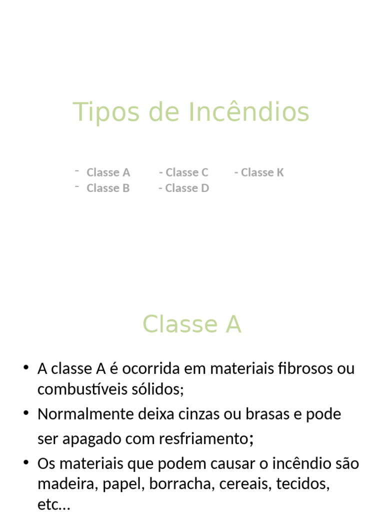 Tipos de Incêndios | PDF