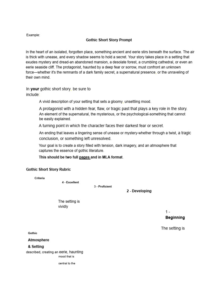Gothic Short Story | PDF
