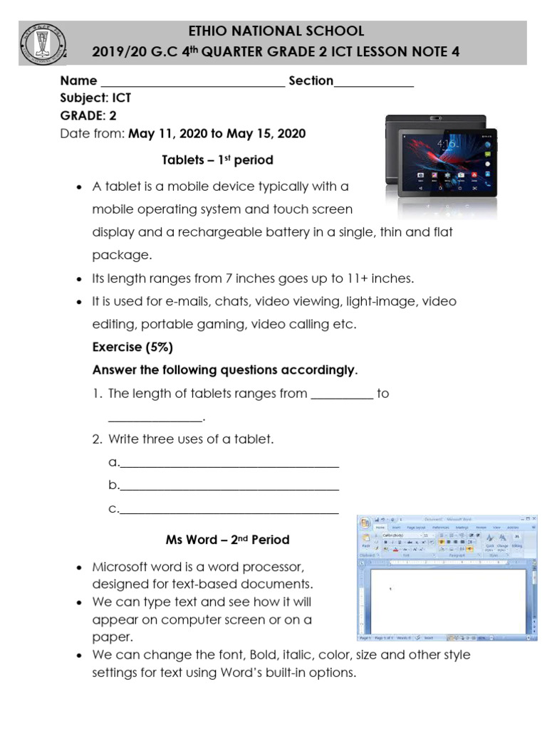 Grade 2 ICT- Lesson Note (4th Q Week 4) | PDF