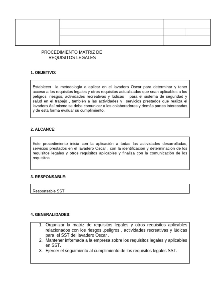 Formato Procedimiento | PDF | Seguridad y salud ocupacional | Negocios