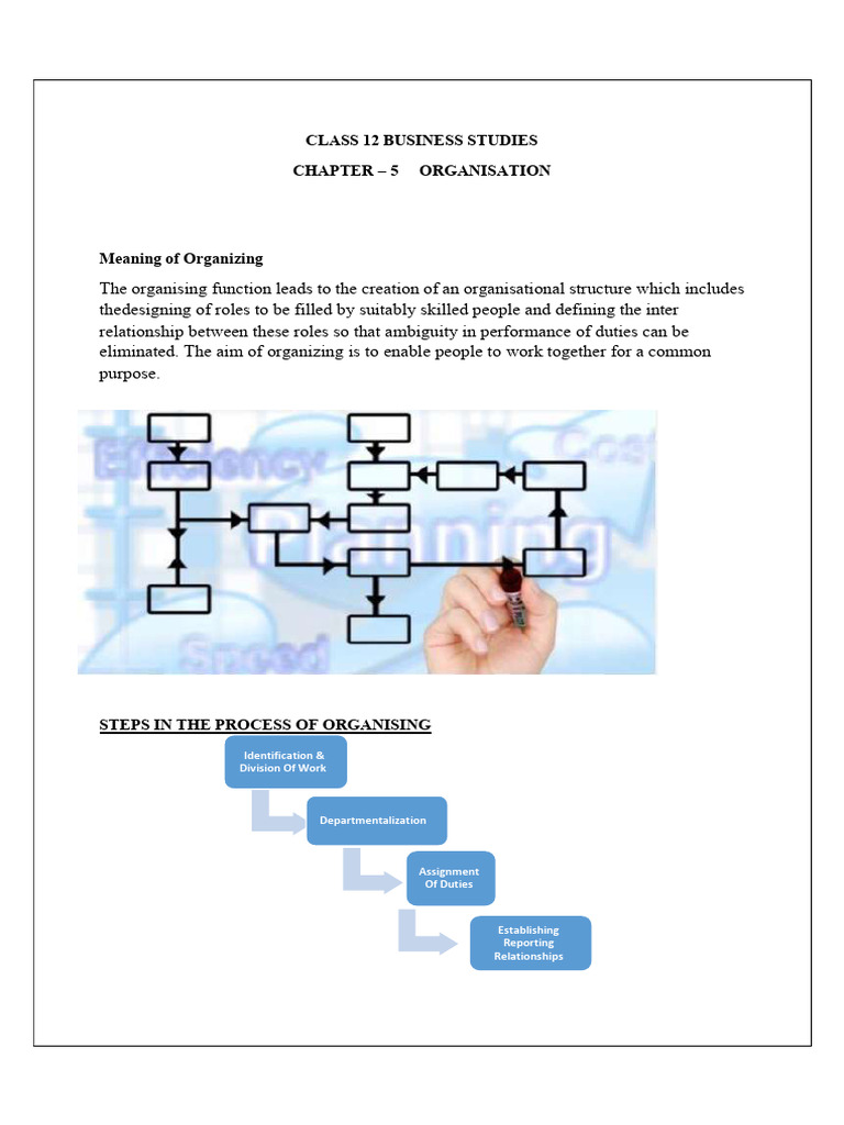 12 Bst Chapter-5 Organising | PDF