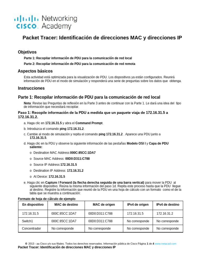 9.1.3-Packet-Tracer - Identify-Mac-And-Ip-Addresses - Luis Lopez | PDF