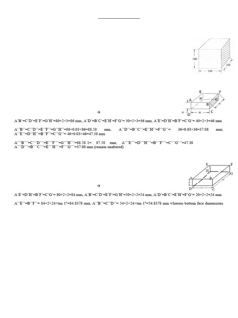 Casting Pattern Allowance Problems | PDF | Metalworking | Teaching ...