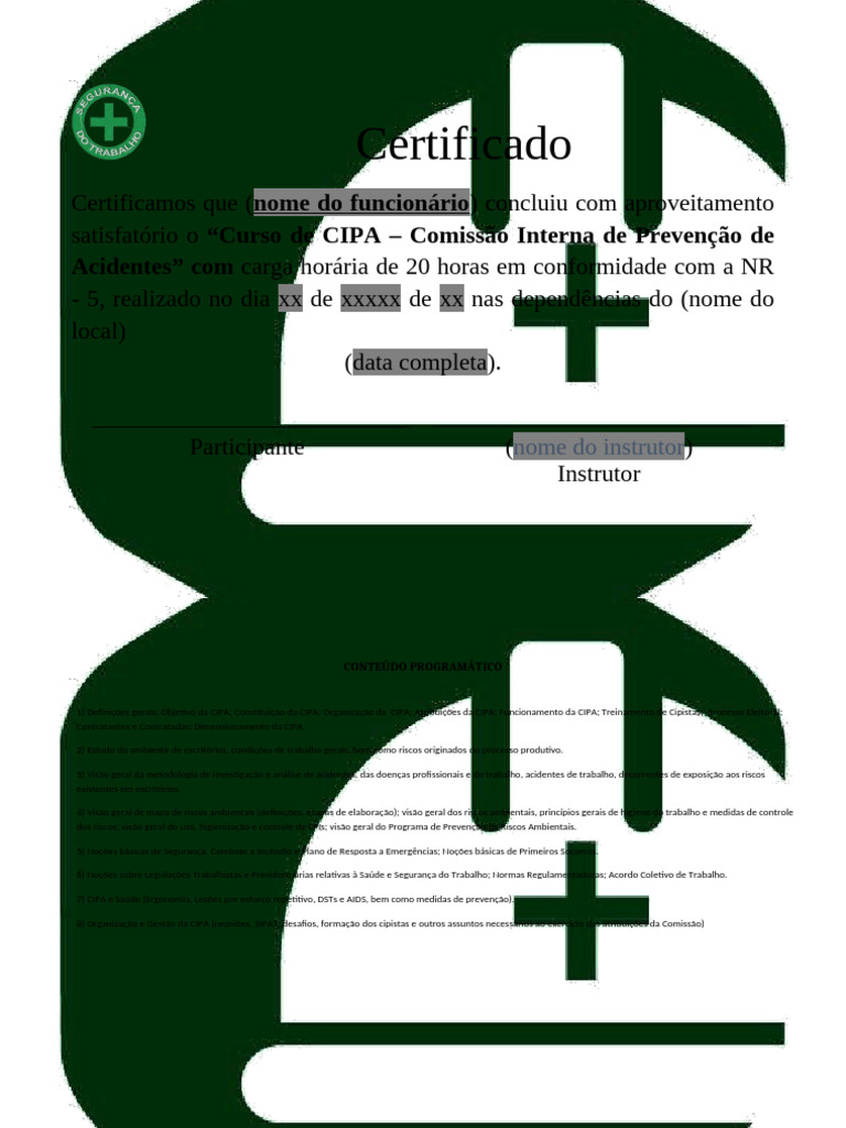 Certificado Curso de CIPA | PDF