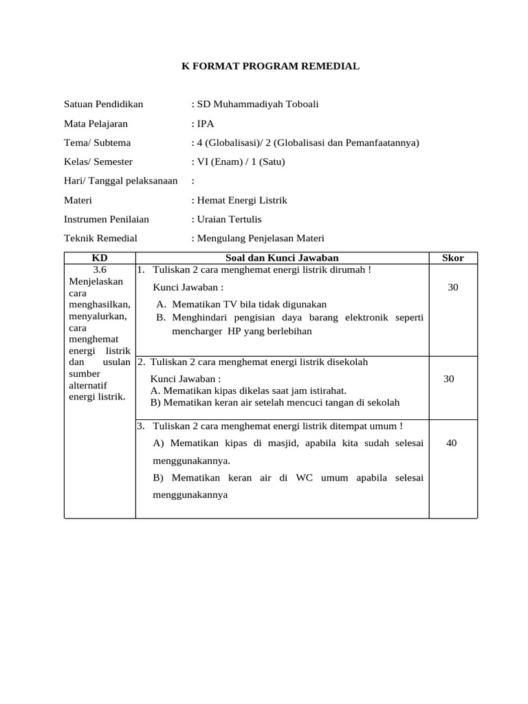 Format Program Remedial | PDF