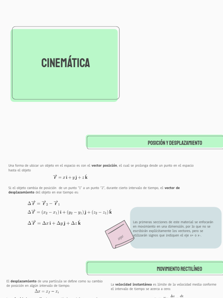 Cinemática | PDF | Vector Euclidiano | Velocidad
