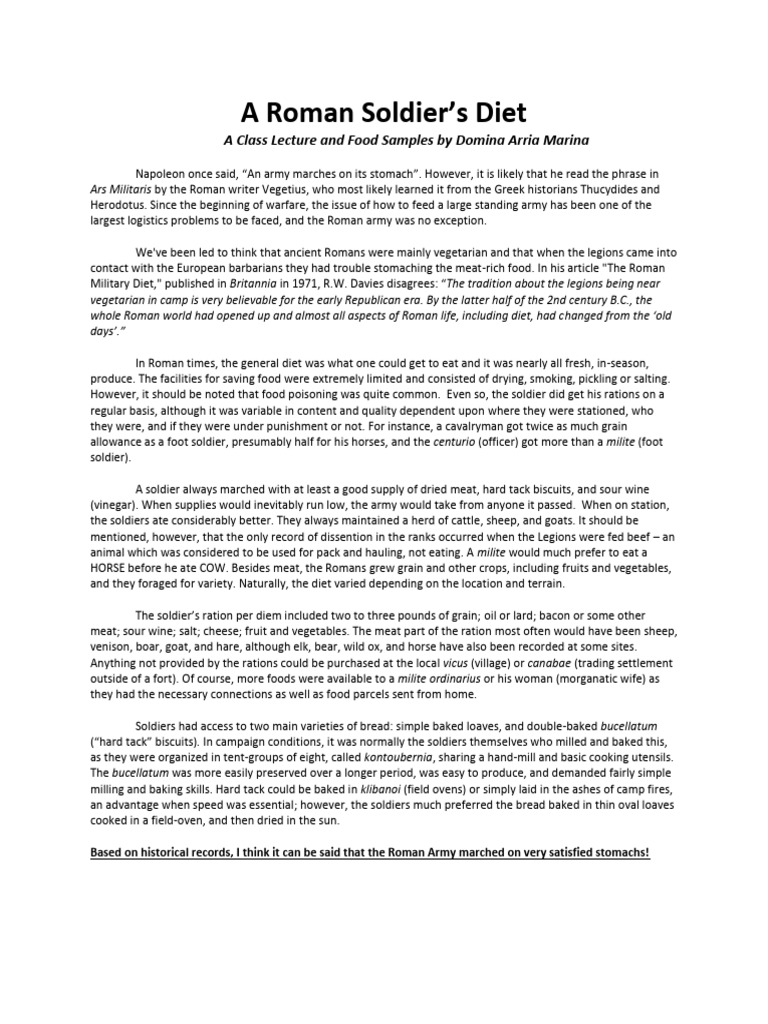 A Roman Soldier's Diet | PDF
