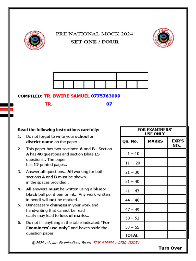 E-Learn Pre-Mock SST Guide Set One of Four | PDF