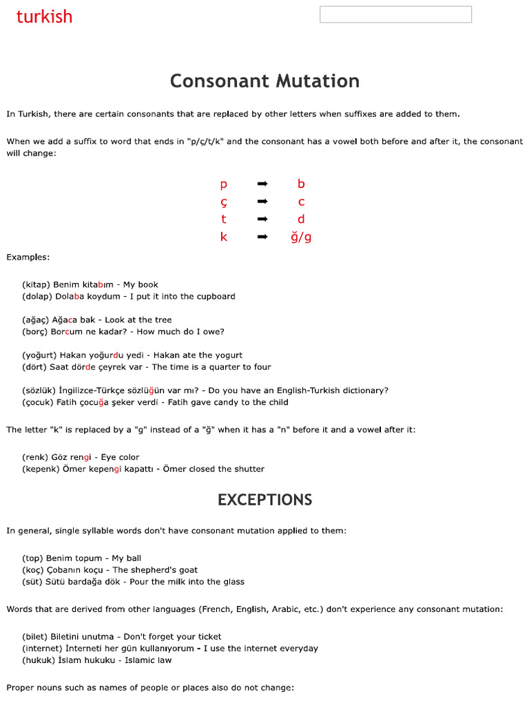 Consonant Mutation | PDF