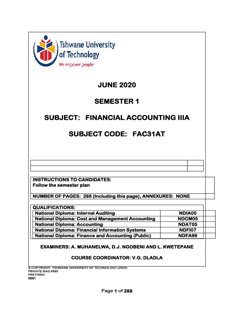Financial Accounting Study Pack | PDF